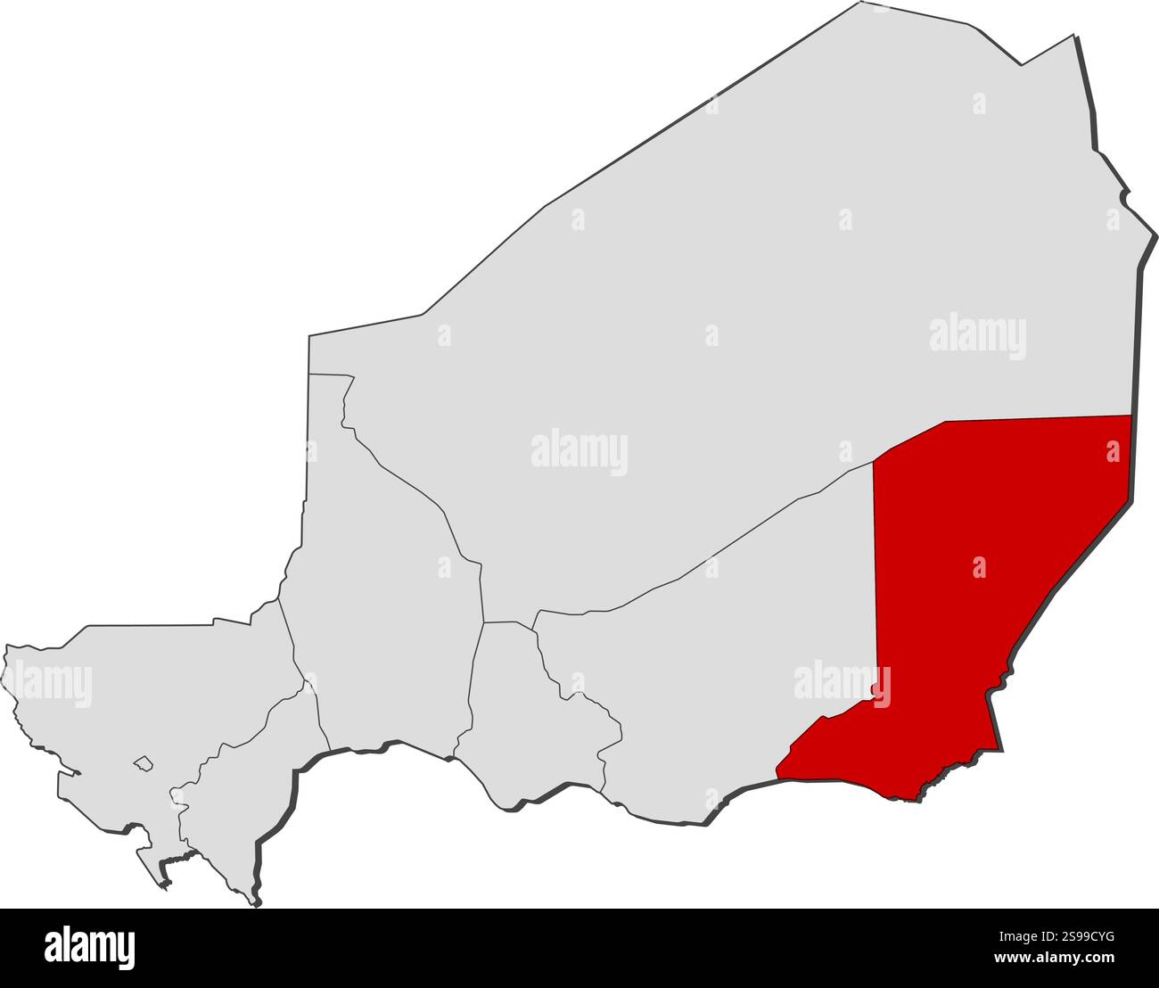 Map of Niger with the provinces, Diffa is highlighted Stock Vector ...