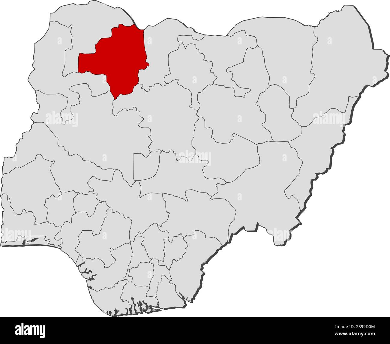 Map of Nigeria with the provinces, Zamfara is highlighted Stock Vector ...
