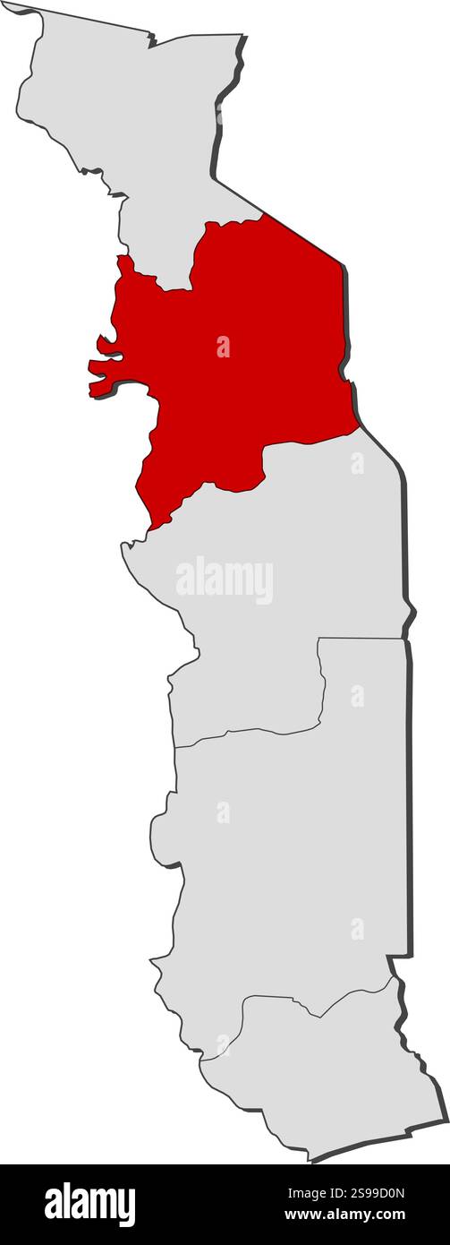 Map of Togo with the provinces, Kara is highlighted Stock Vector Image ...