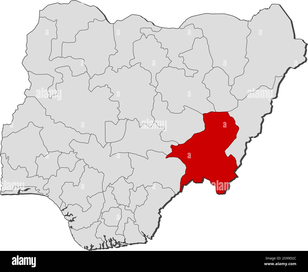 Map of Nigeria with the provinces, Taraba is highlighted Stock Vector ...