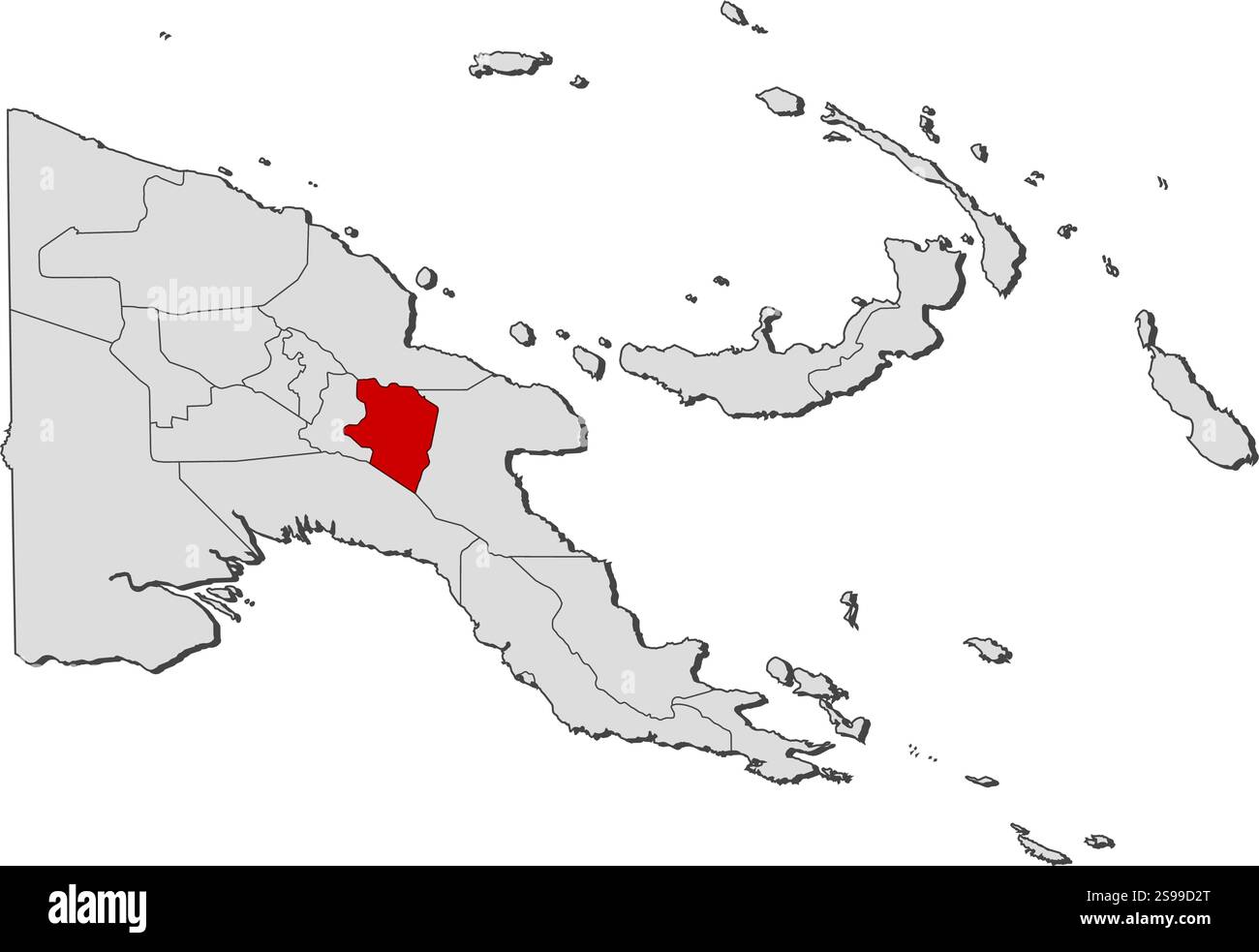 Map of Papua New Guinea with the provinces, Eastern Highlands is ...