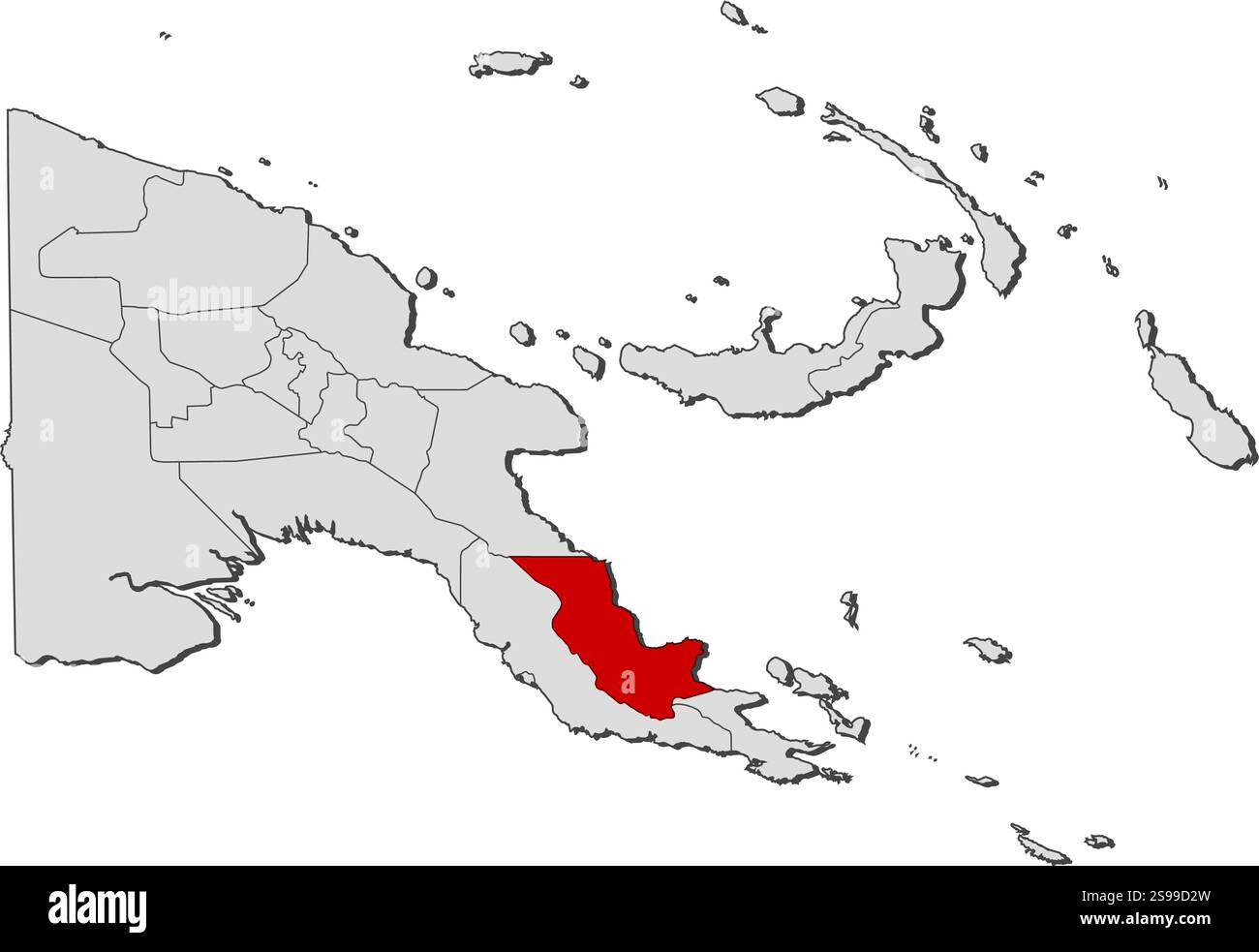 Map of Papua New Guinea with the provinces, Oro is highlighted Stock ...