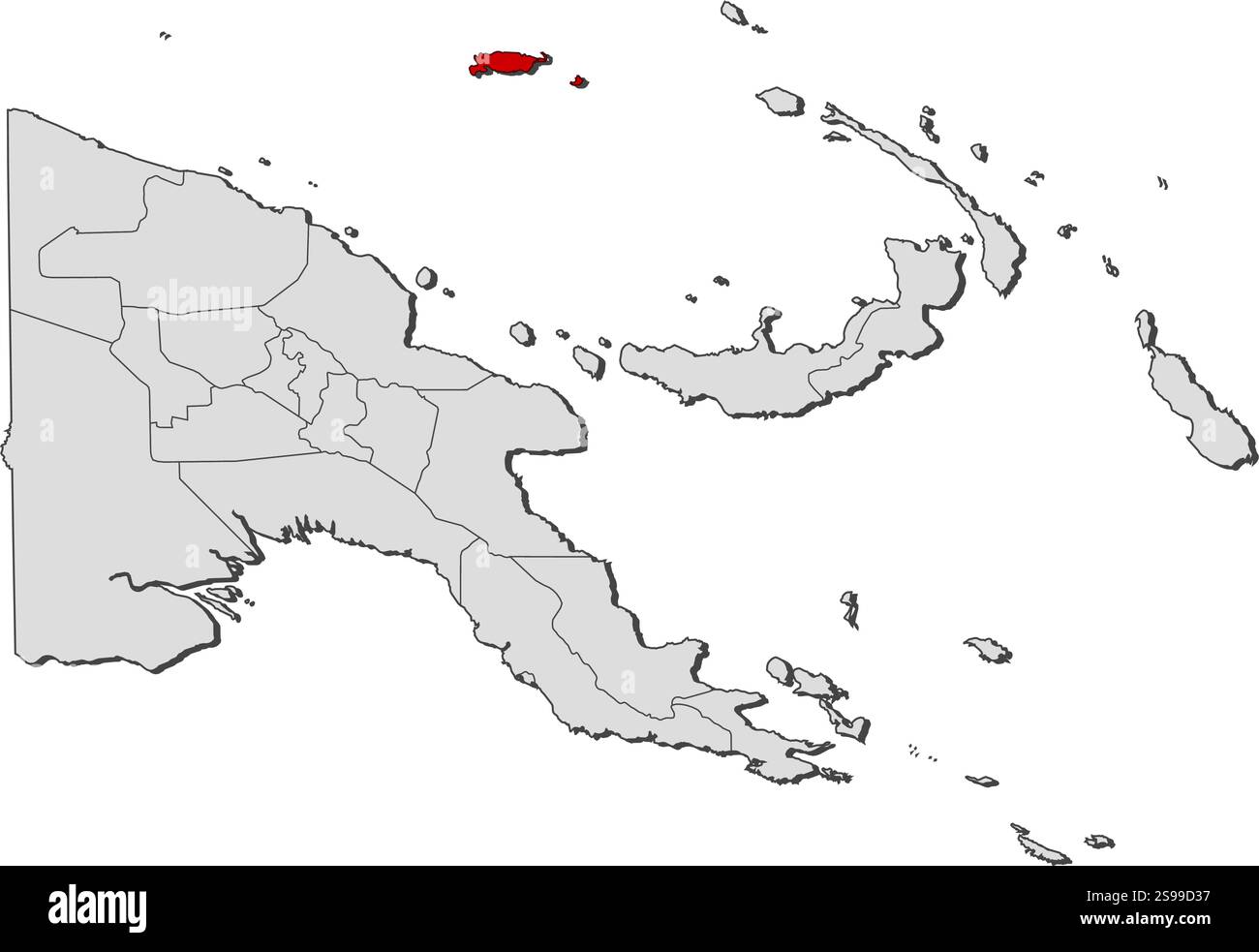 Map of Papua New Guinea with the provinces, Manus is highlighted Stock ...