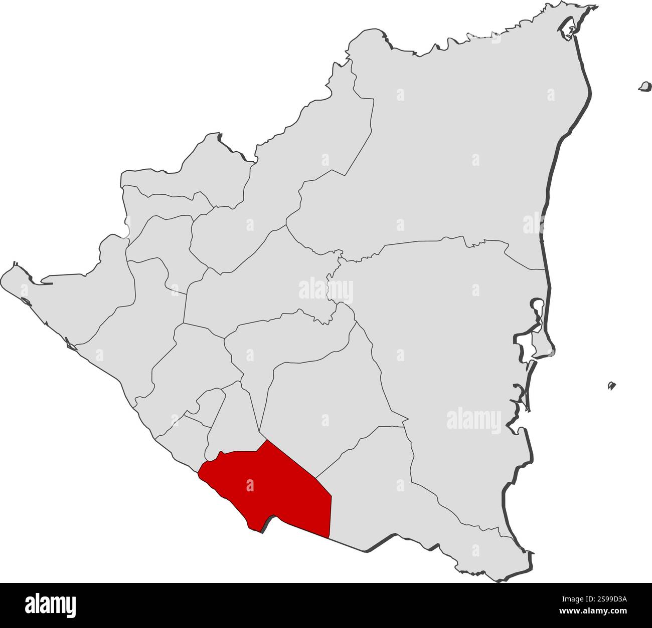 Rivas vector outline map Stock Vector Images - Alamy