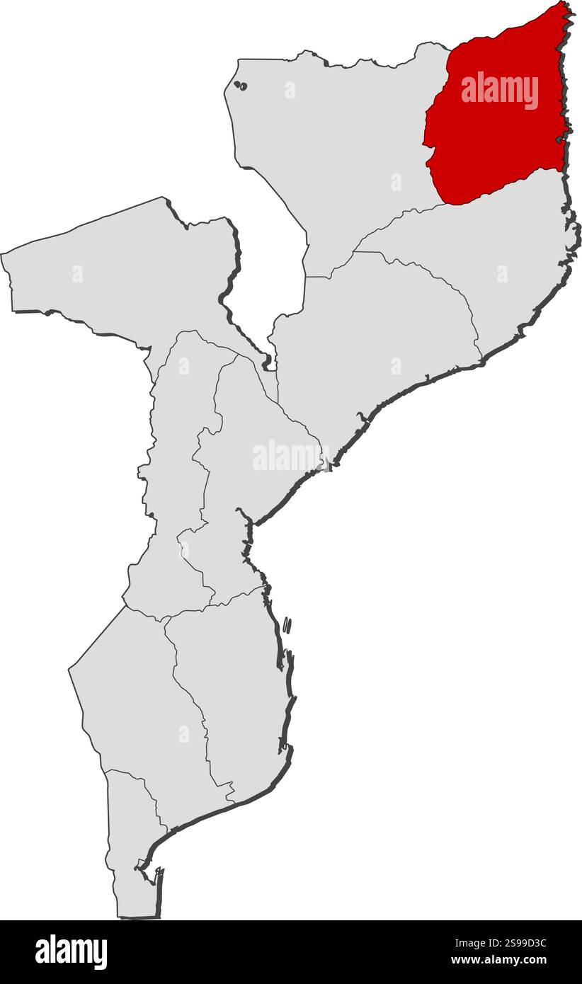 Map of Mozambique with the provinces, Cabo Delgado is highlighted Stock ...
