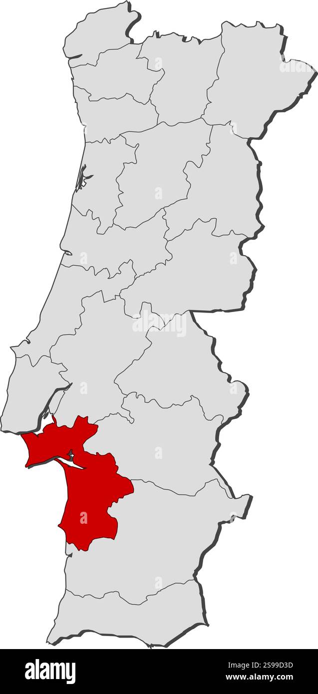 Map of Portugal with the provinces, Setubal is highlighted Stock Vector ...