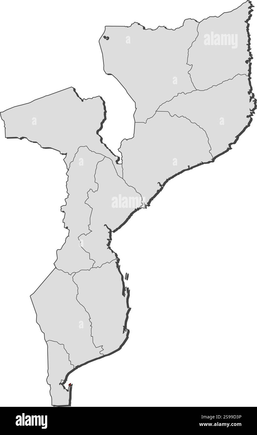 Map of Mozambique with the provinces, Maputo is highlighted Stock ...