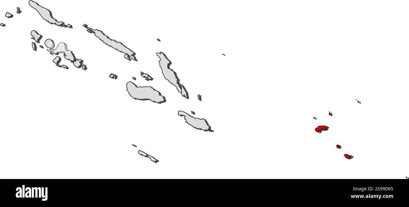 Map of Solomon Islands with the provinces, Temotu is highlighted Stock ...