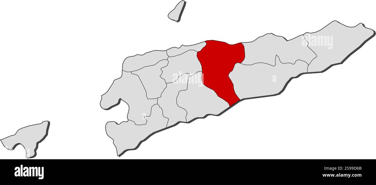 Map of East Timor with the provinces, Manatuto is highlighted Stock ...