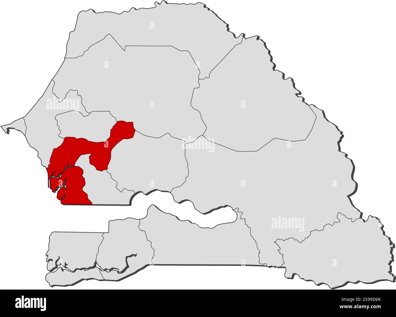 Map of Senegal with the provinces, Fatick is highlighted Stock Vector ...