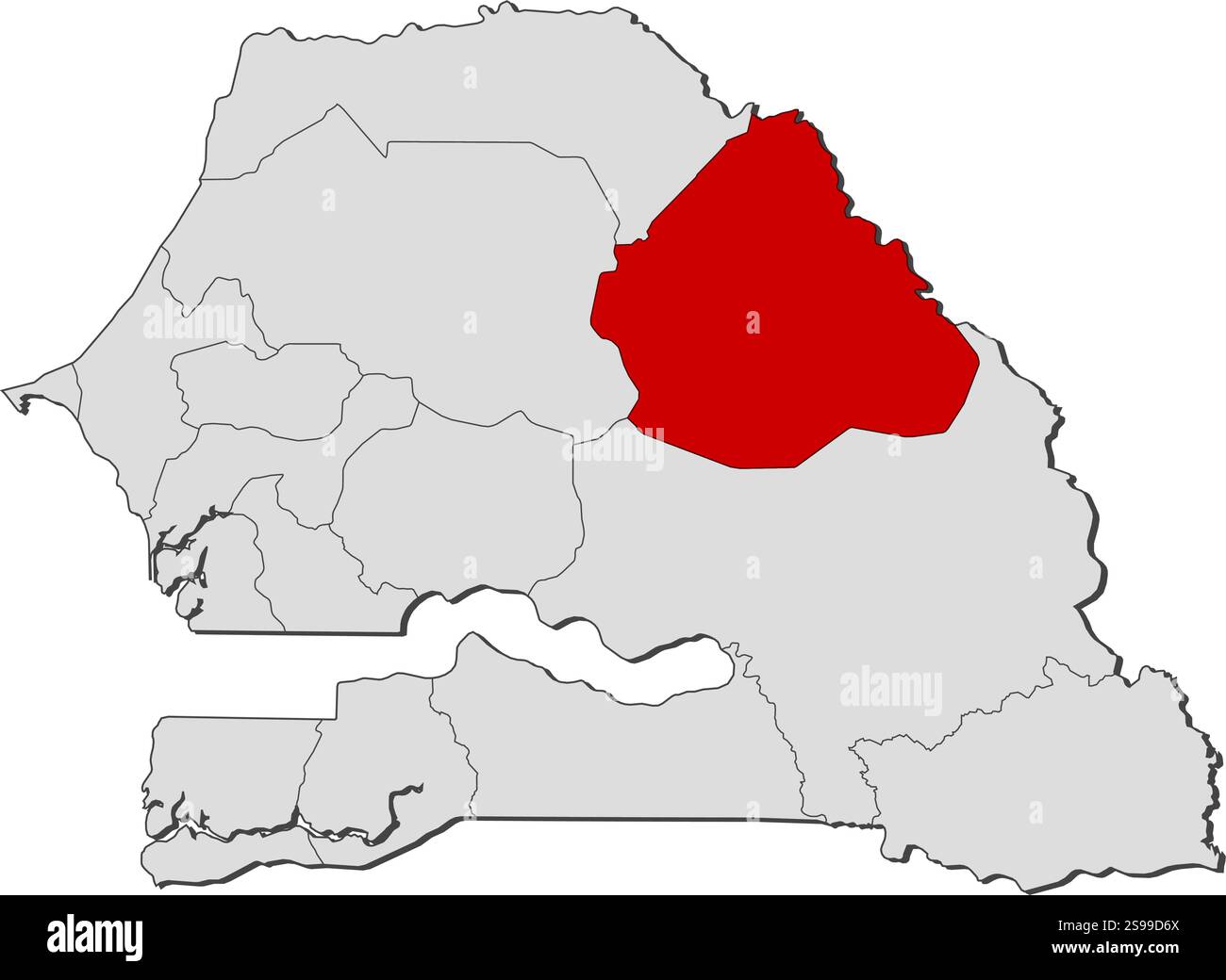 Map of Senegal with the provinces, Matam is highlighted Stock Vector ...