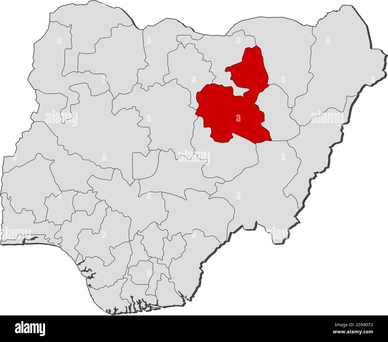 Map of Nigeria with the provinces, Bauchi is highlighted Stock Vector ...