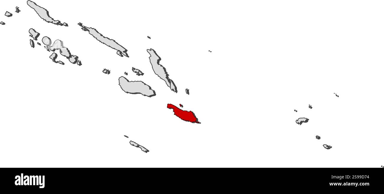 Map of Solomon Islands with the provinces, Makira-Ulawa is highlighted ...