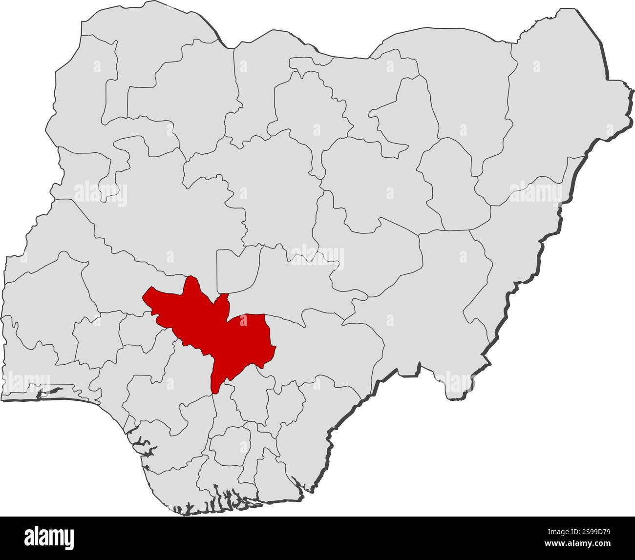Map of Nigeria with the provinces, Kogi is highlighted Stock Vector ...