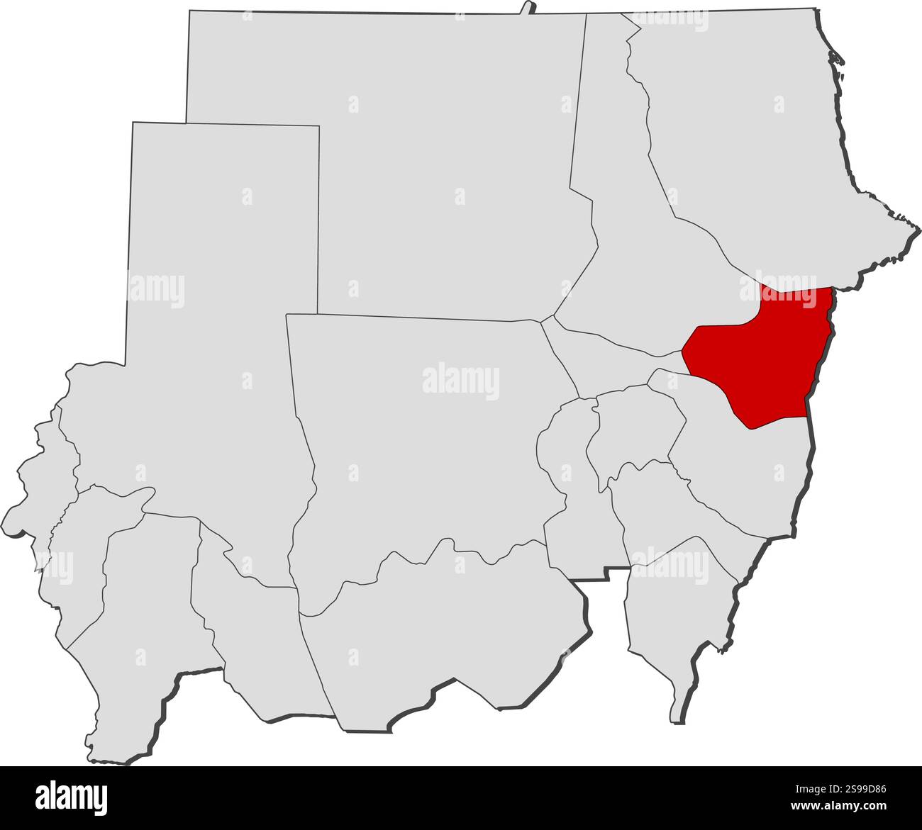 Map of Sudan with the provinces, Kassala is highlighted Stock Vector ...