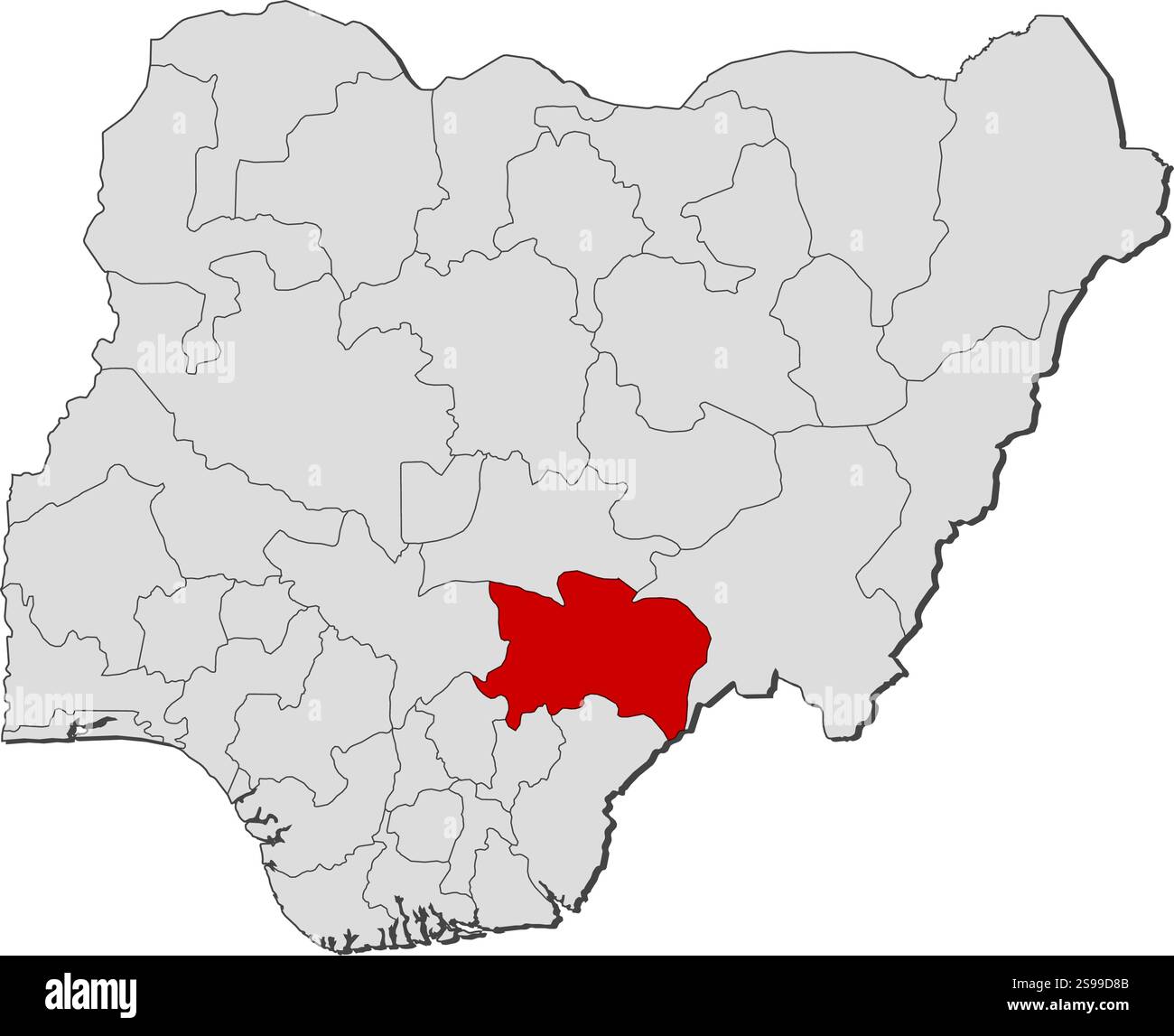 Map of Nigeria with the provinces, Benue is highlighted Stock Vector ...
