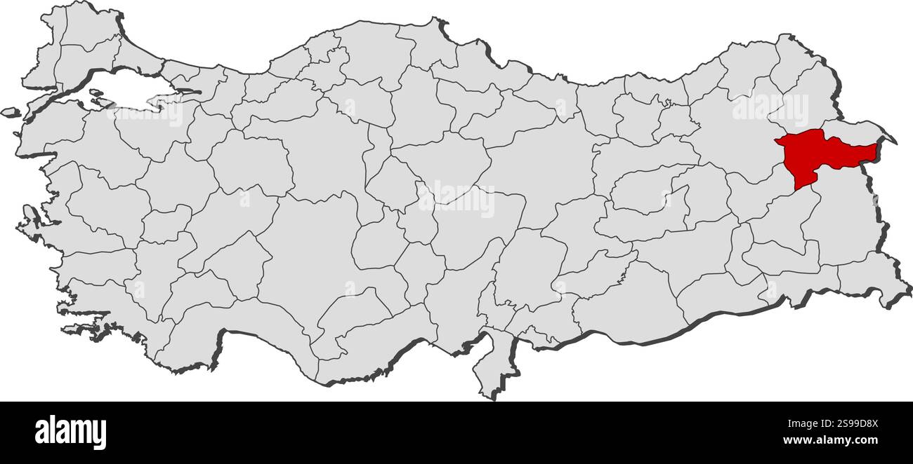 Map of Turkey with the provinces, Agri is highlighted Stock Vector Image & Art - Alamy