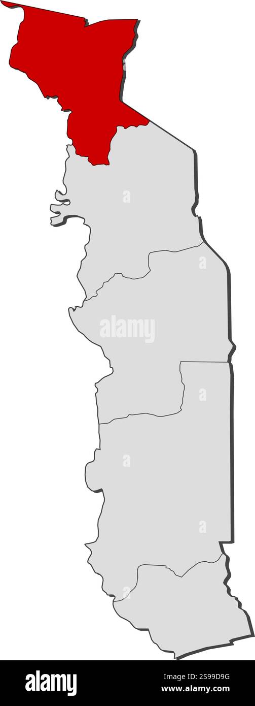 Map of Togo with the provinces, Savanes is highlighted Stock Vector ...