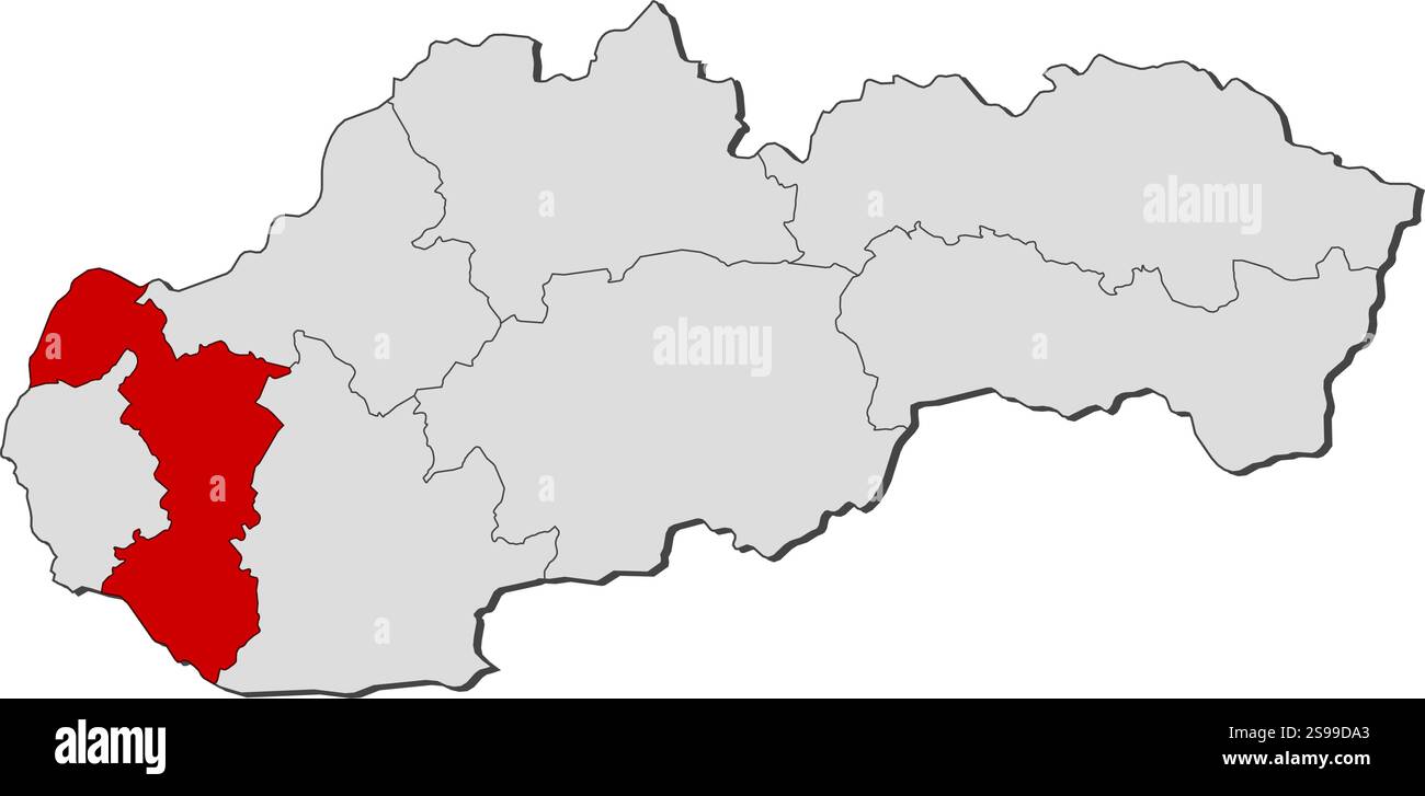 Map of Slovakia with the provinces, Trnava is highlighted Stock Vector ...