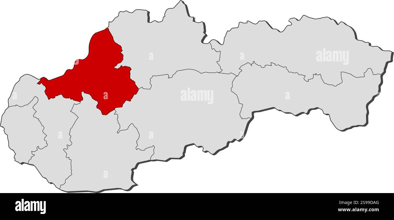 Map of Slovakia with the provinces, Trencin is highlighted Stock Vector ...