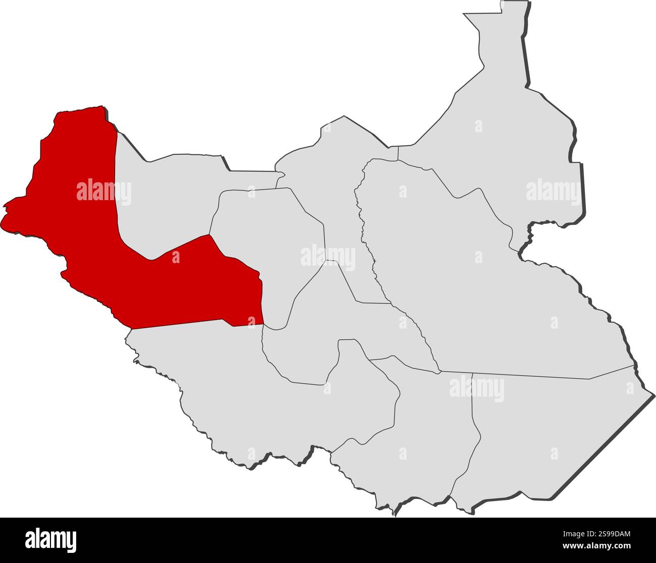 Map of South Sudan with the provinces, Western Bahr el Ghazal is ...