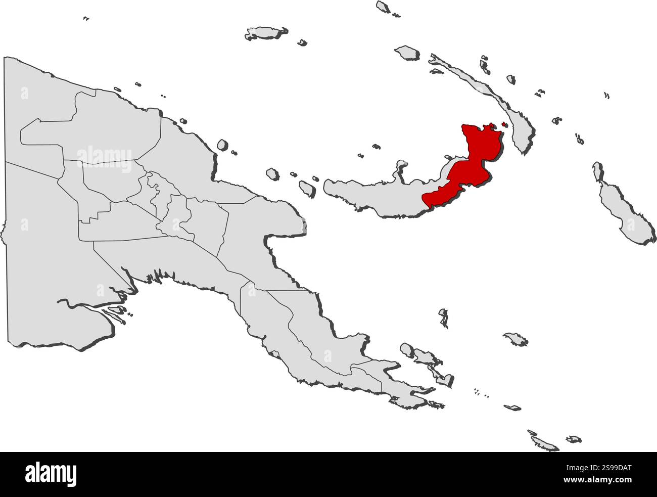 Map of Papua New Guinea with the provinces, East New Britain is ...
