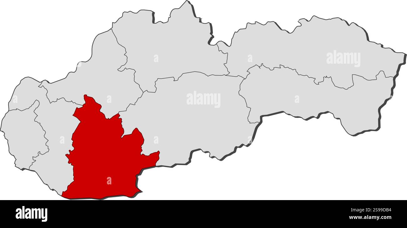 Map of Slovakia with the provinces, Nitra is highlighted Stock Vector ...