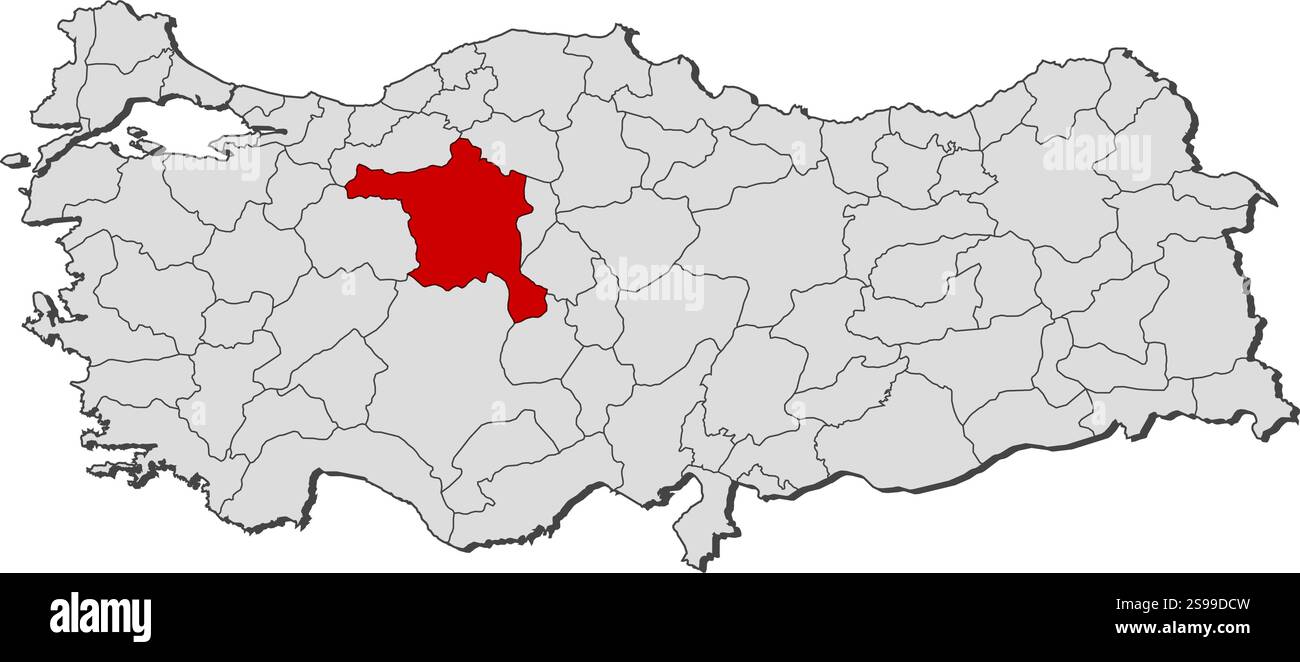 Map of Turkey with the provinces, Ankara is highlighted Stock Vector ...