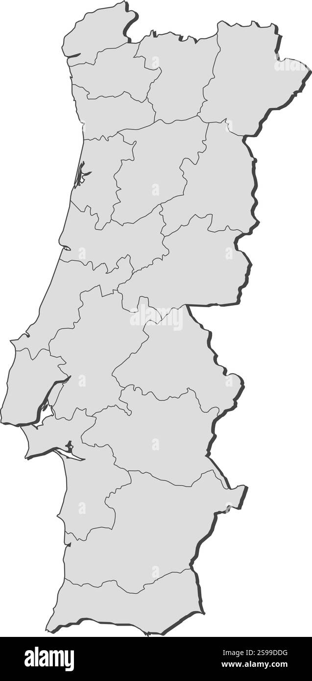 Map of Portugal with the provinces Stock Vector Image & Art - Alamy