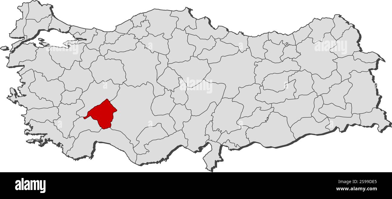 Map of Turkey with the provinces, Isparta is highlighted Stock Vector ...