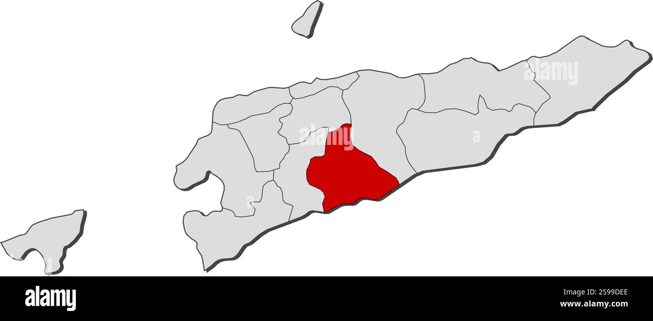 Map of East Timor with the provinces, Manufahi is highlighted Stock ...