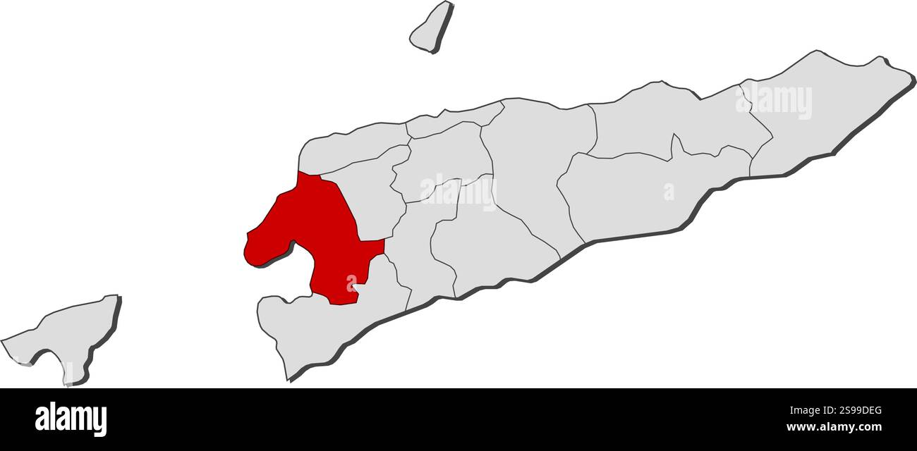 Map of East Timor with the provinces, Bobonaro is highlighted Stock ...