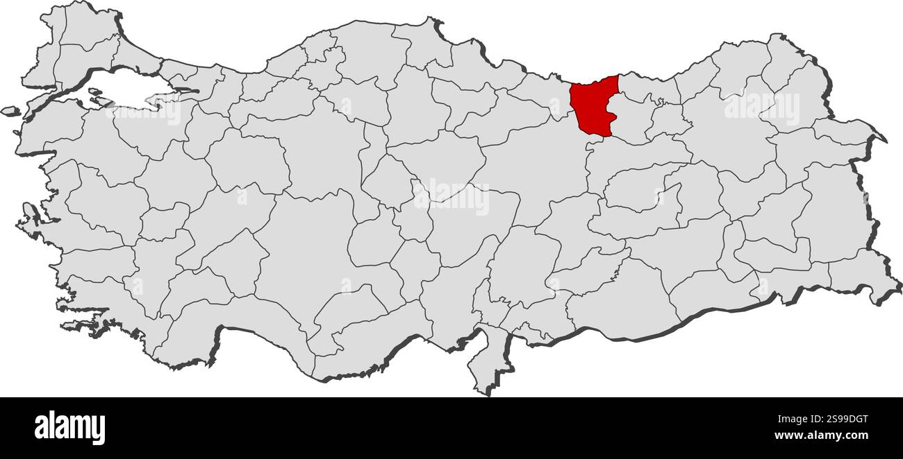 Map of Turkey with the provinces, Giresun is highlighted Stock Vector Image & Art - Alamy