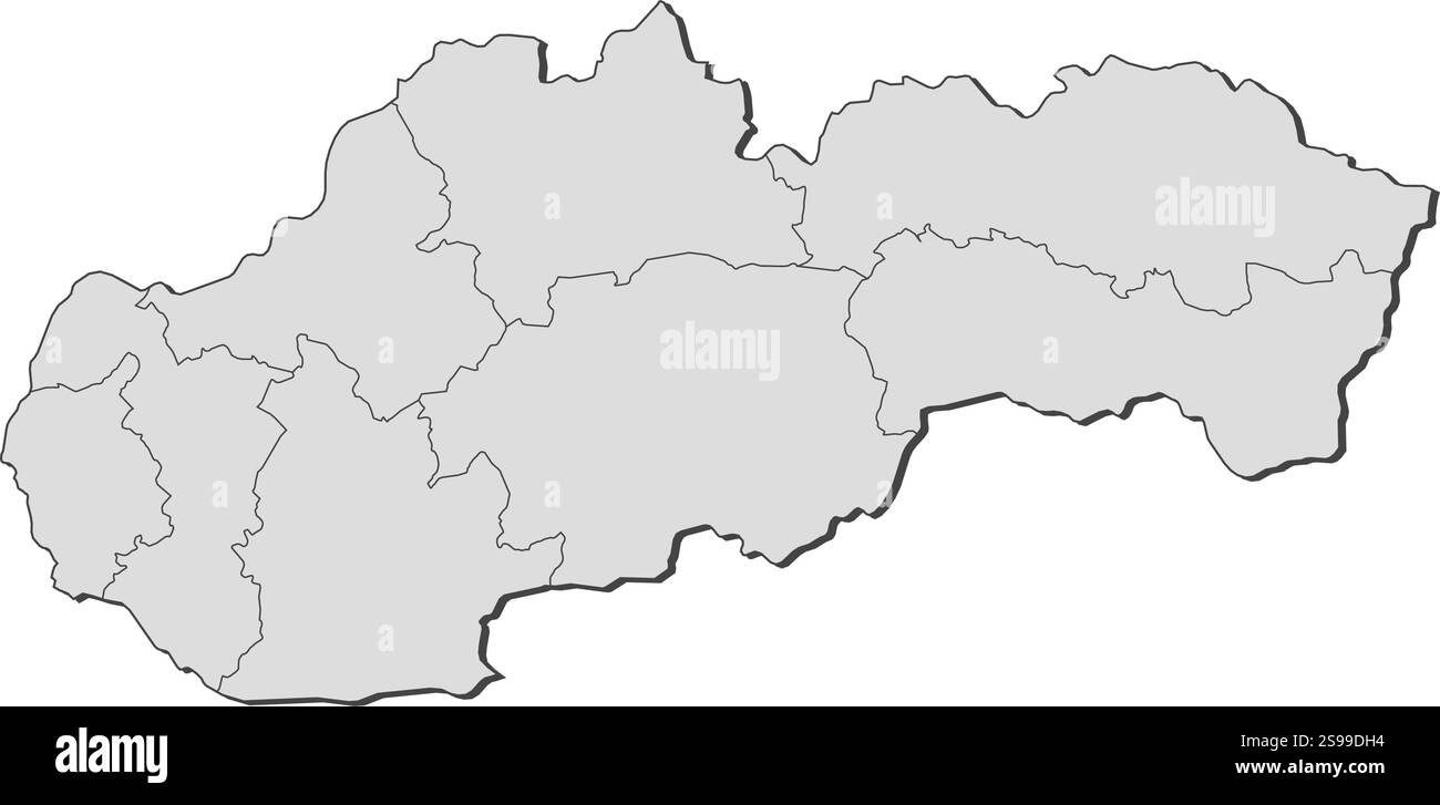 Map of Slovakia with the provinces Stock Vector Image & Art - Alamy