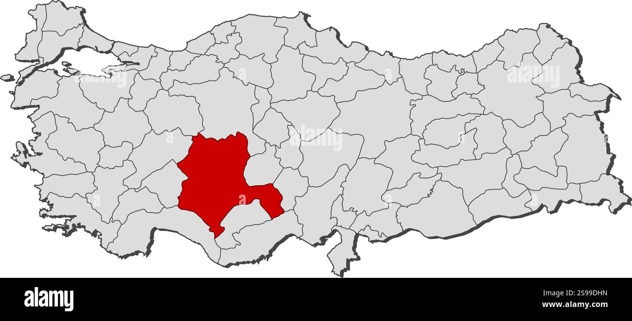 Map of Turkey with the provinces, Konya is highlighted Stock Vector Image & Art - Alamy