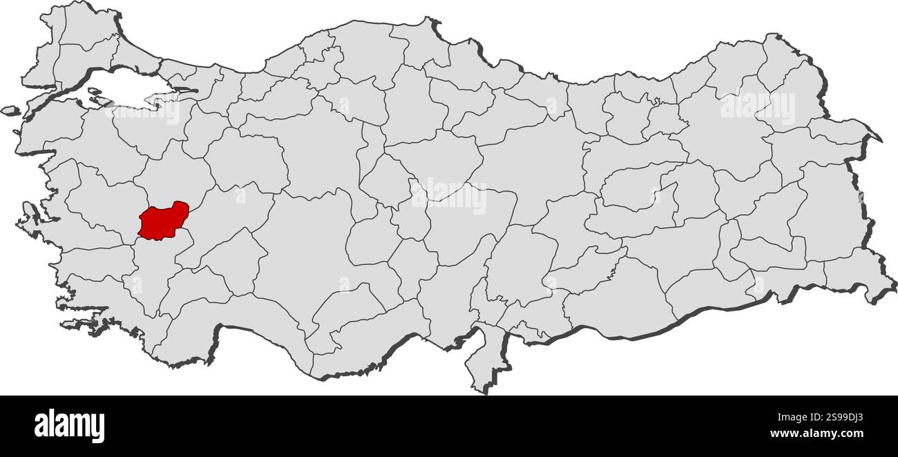 Map of Turkey with the provinces, Usak is highlighted Stock Vector Image & Art - Alamy