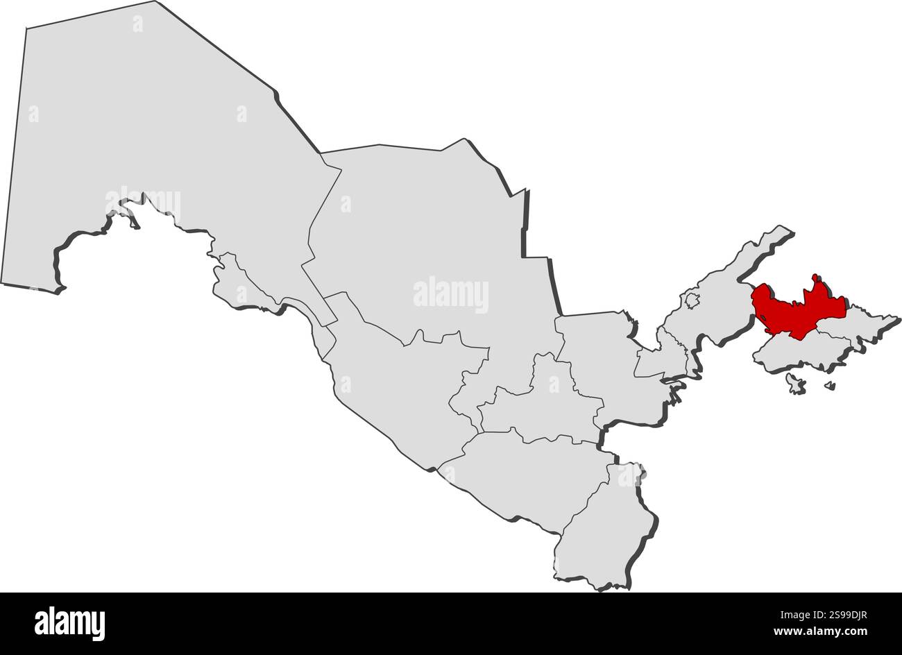 Map of Uzbekistan with the provinces, Namangan is highlighted Stock ...