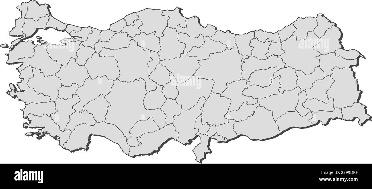 Map of Turkey with the provinces Stock Vector Image & Art - Alamy