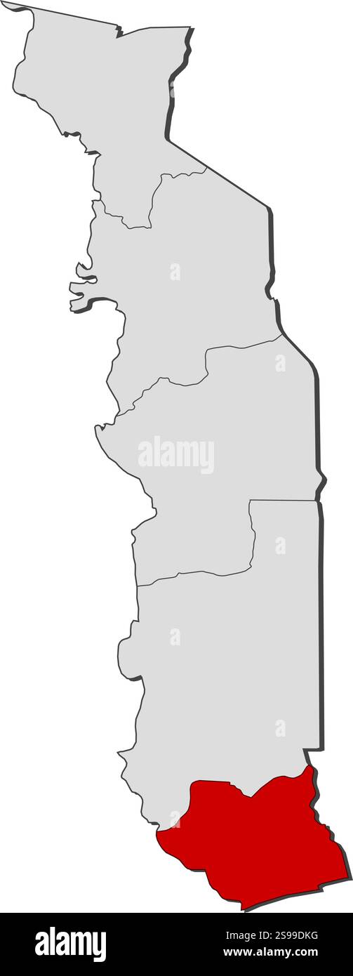 Map of Togo with the provinces, Maritime is highlighted Stock Vector ...