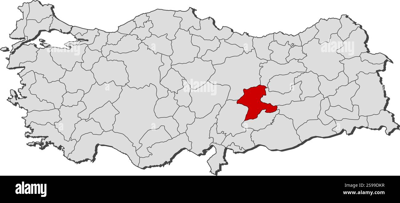 Map of Turkey with the provinces, Malatya is highlighted Stock Vector Image & Art - Alamy