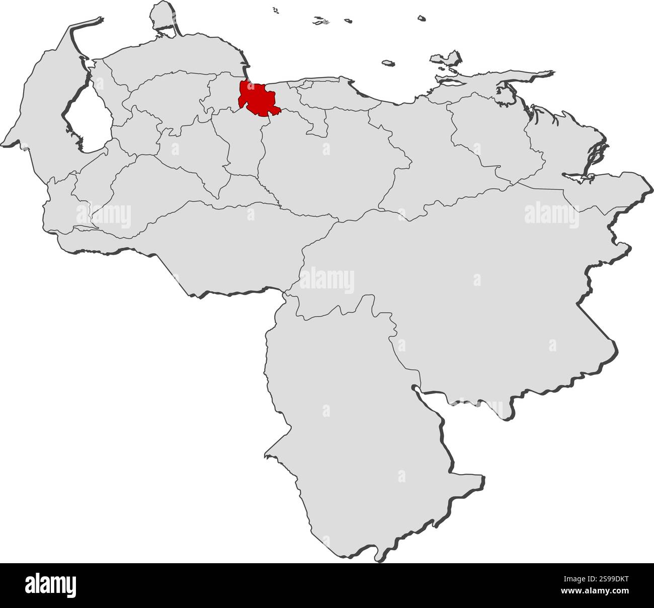 Map of Venezuela with the provinces, Carabobo is highlighted Stock ...