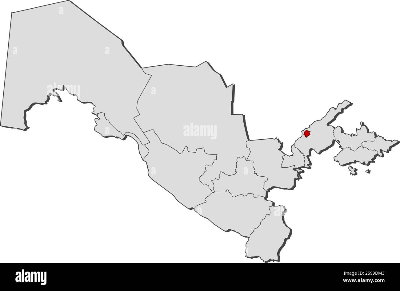 Map of Uzbekistan with the provinces, Tashkent City is highlighted ...