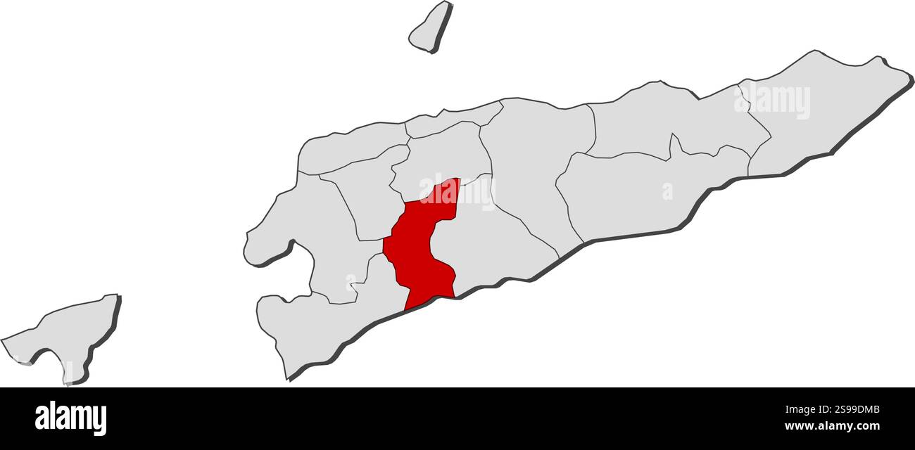 Map of East Timor with the provinces, Ainaro is highlighted Stock ...