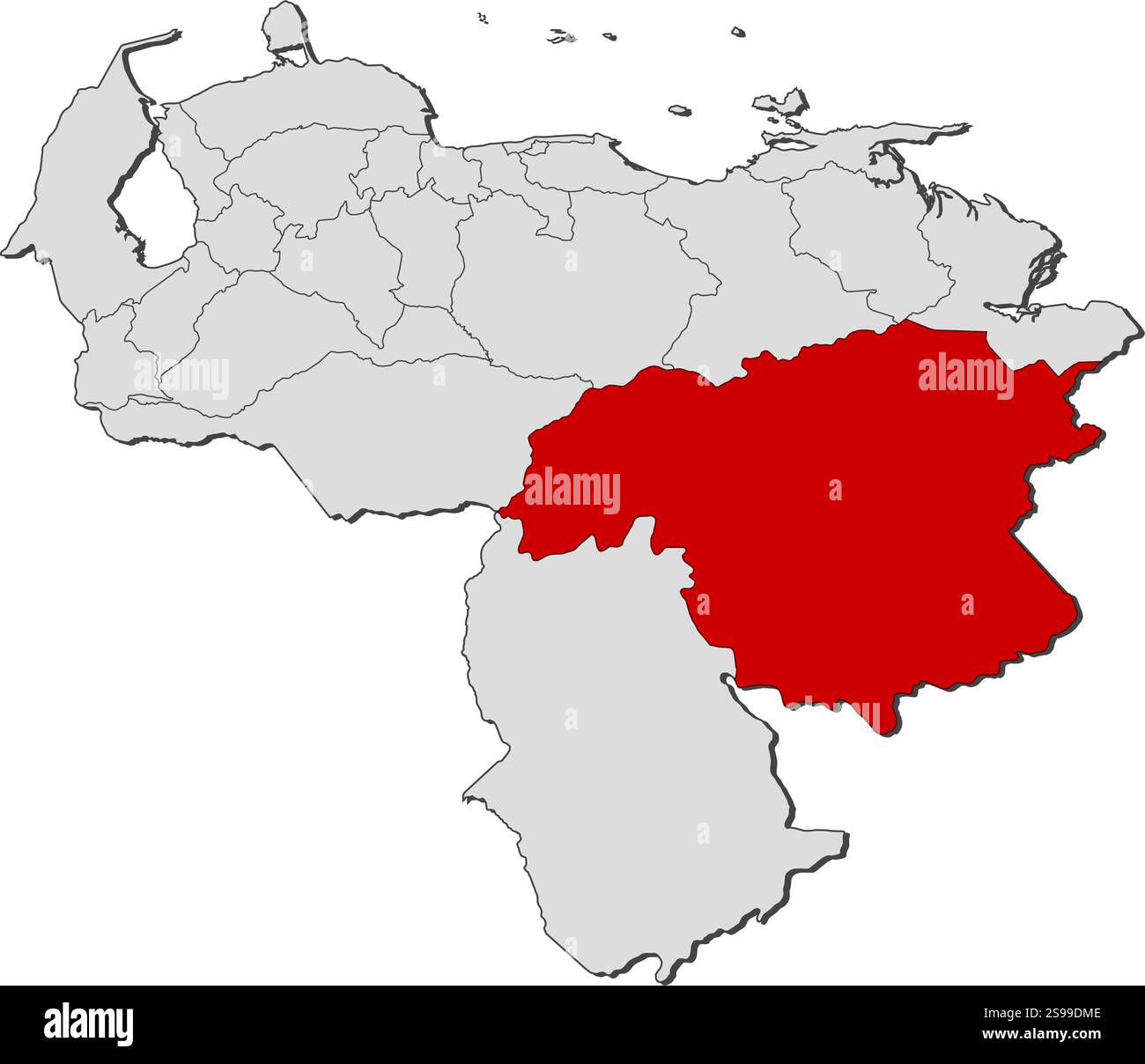 Map of Venezuela with the provinces, Bolivar is highlighted Stock ...
