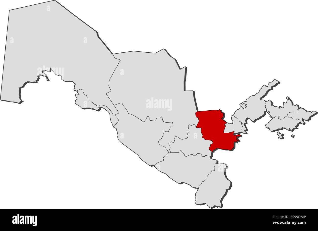 Map of Uzbekistan with the provinces, Jizzakh is highlighted Stock ...