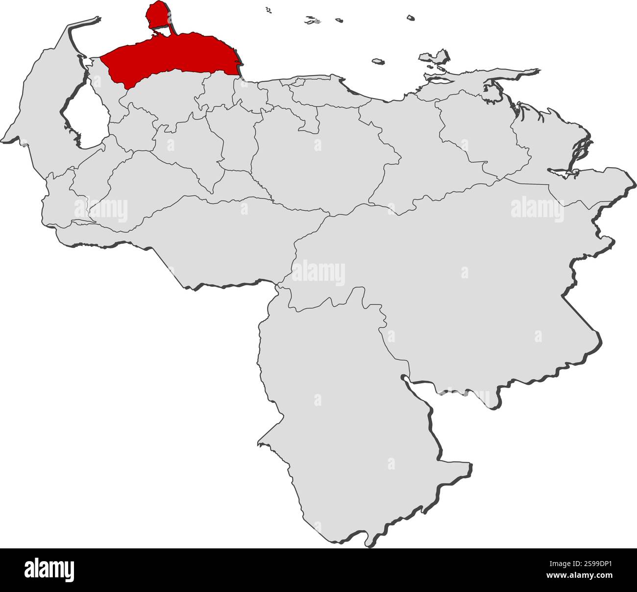 Map of Venezuela with the provinces, Falcon is highlighted Stock Vector ...