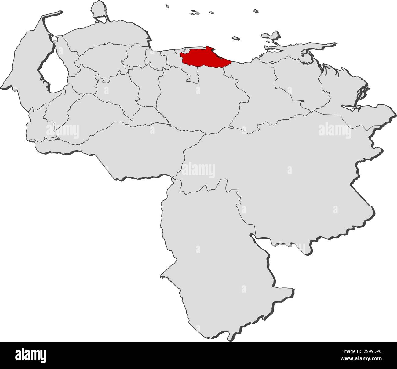 Map of Venezuela with the provinces, Merida is highlighted Stock Vector ...