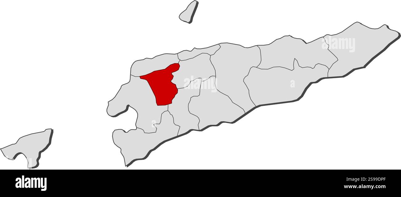Map of East Timor with the provinces, Ermera is highlighted Stock ...