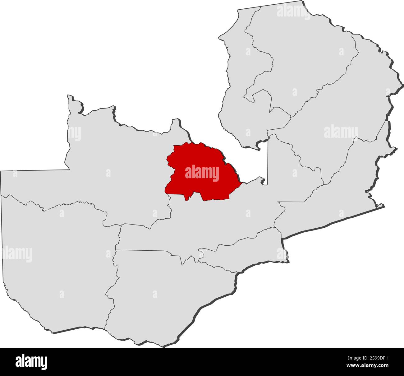 Map of Zambia with the provinces, Copperbelt is highlighted Stock ...