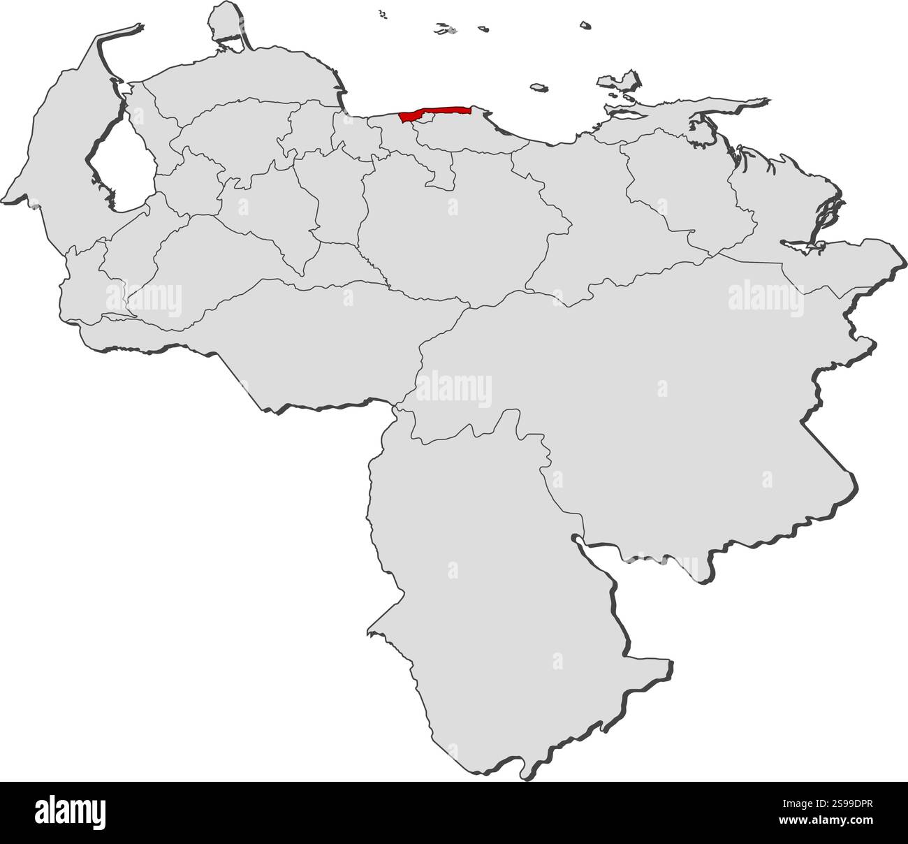 Map of Venezuela with the provinces, Vargas is highlighted Stock Vector ...
